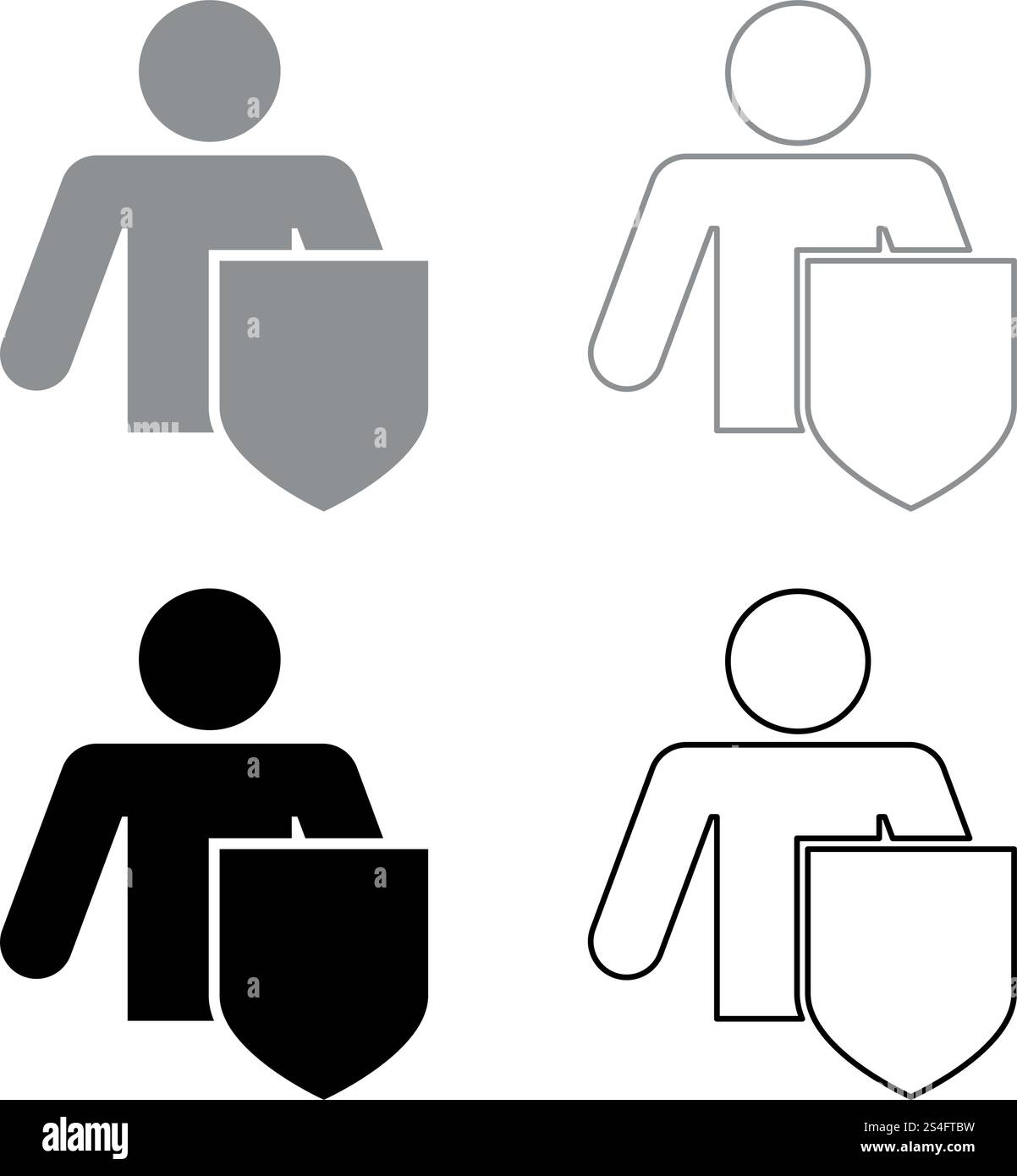 Stick man with shield Protecting personal data concept Man holding ...