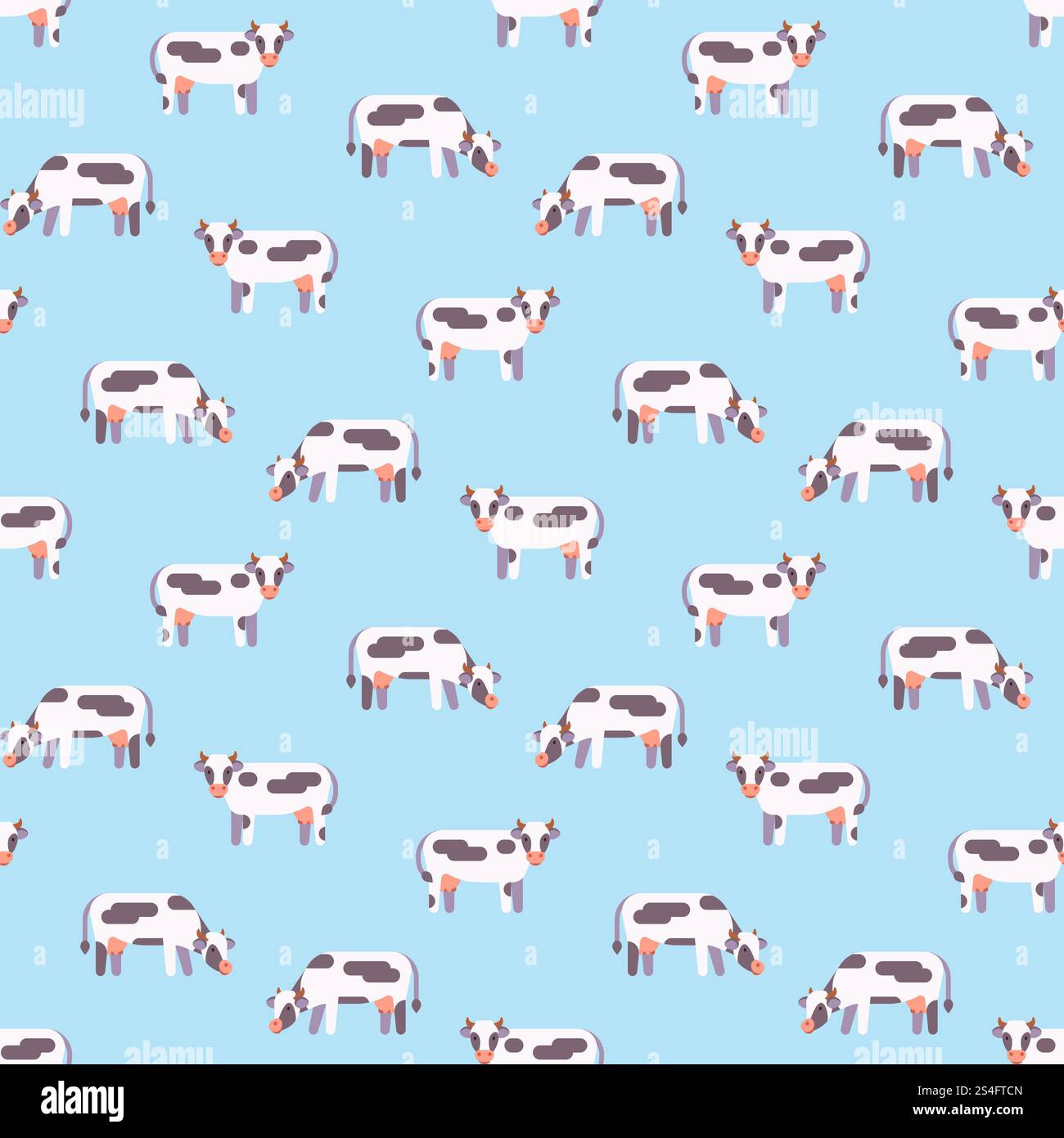 Farm animal cow seamless pattern background cartoon. Vector flat ...