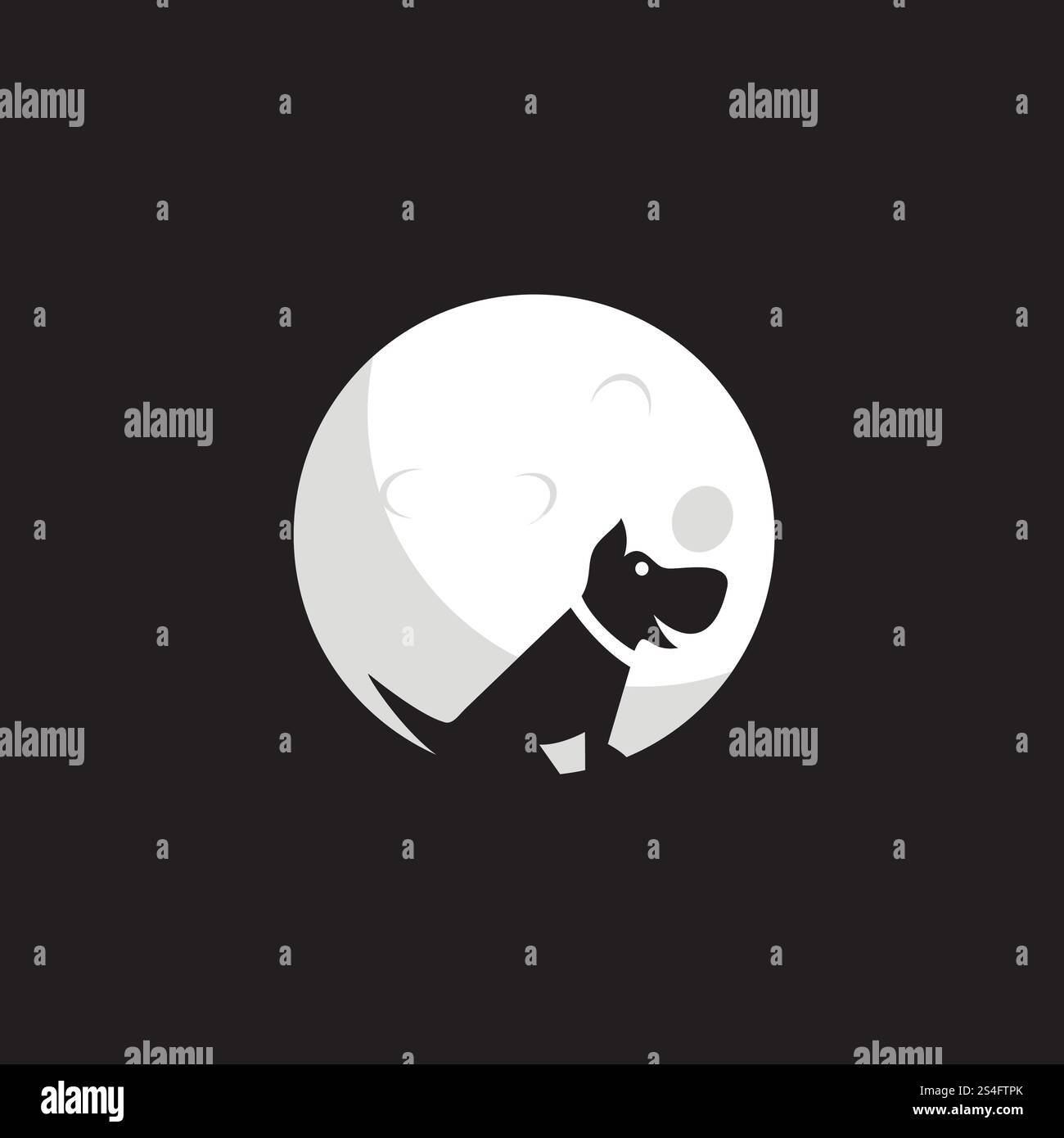 Moon dog logo design. Dog icon flat vector illustration for logo Stock ...