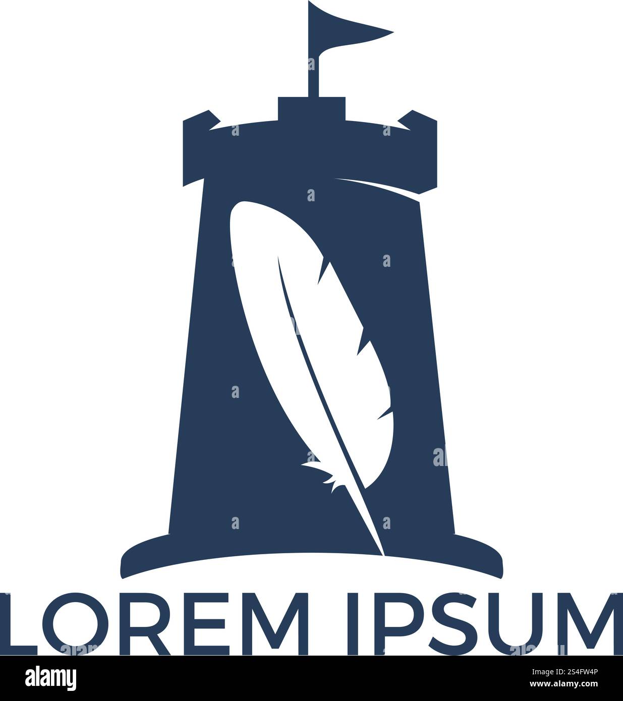 Feather and fort combination logo design. Tower and market symbol or ...