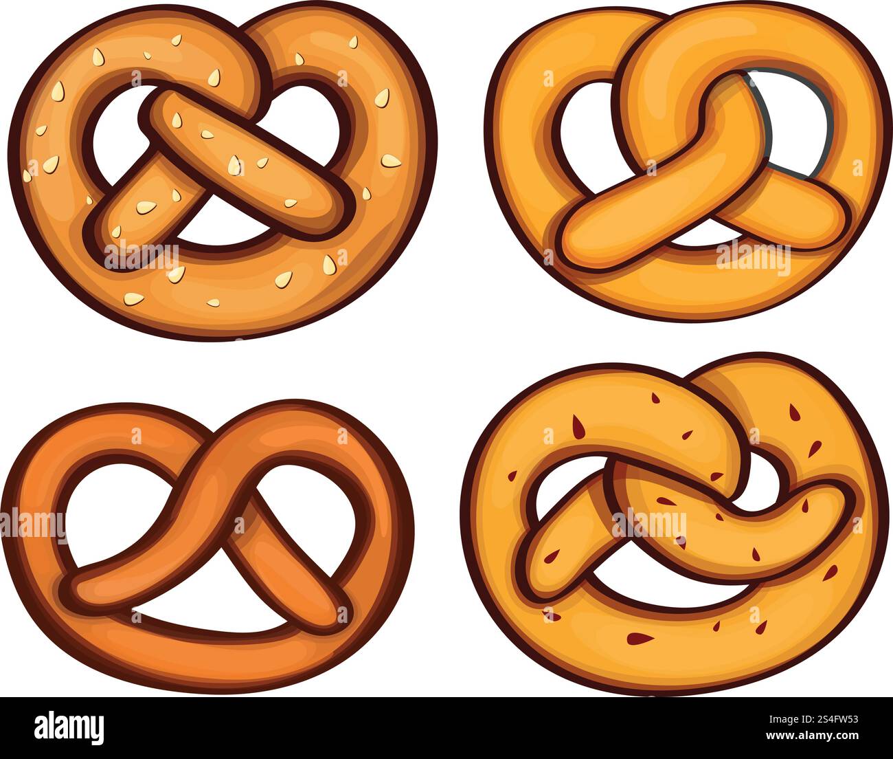 German pretzel icon set. Cartoon set of german pretzel vector icons for ...