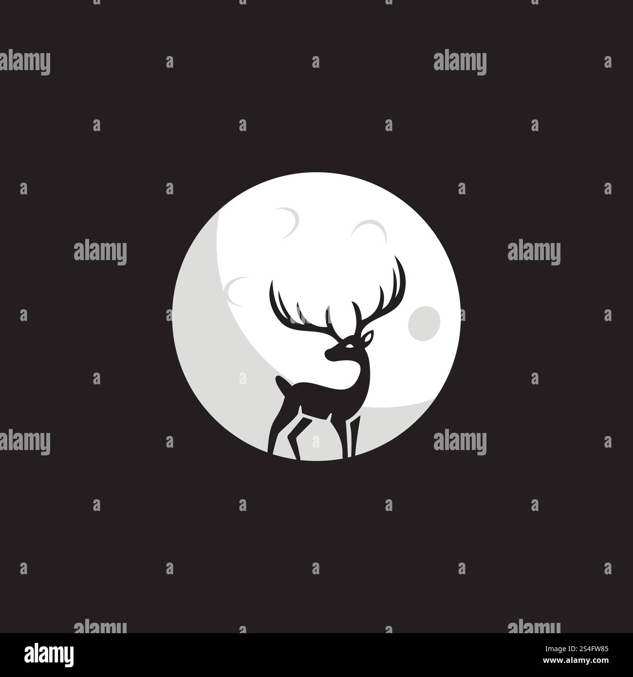 Deer in the moon shape logo design. White deer logo concept. Design ...