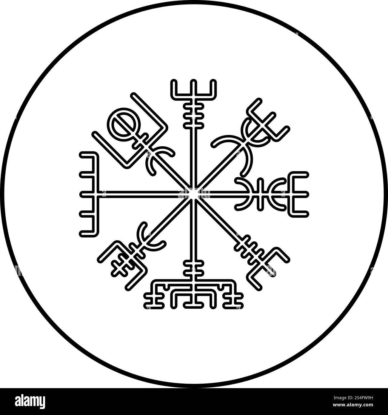 Vegvisir runic compass galdrastav Navigation compass symbol icon ...