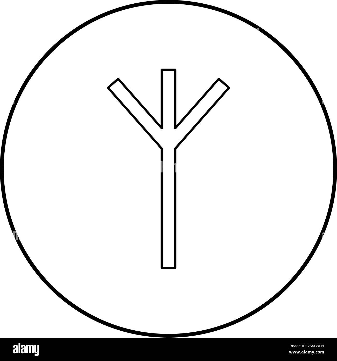 Algiz Elgiz rune elk reed defence symbol icon outline black color ...