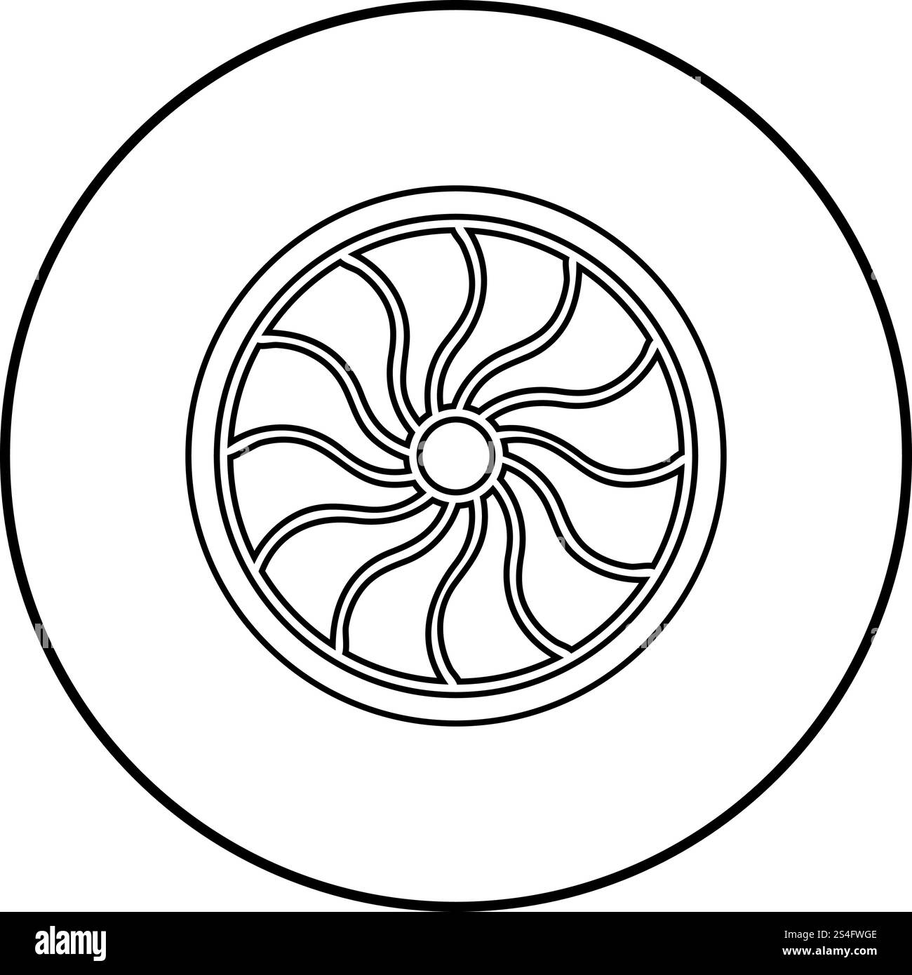 Viking shield icon outline black color vector in circle round ...
