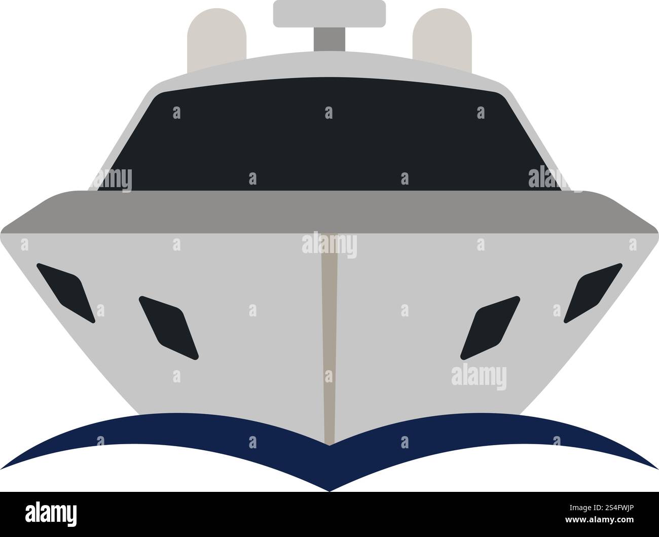 Motor yacht icon front view. Flat color design. Vector illustration ...