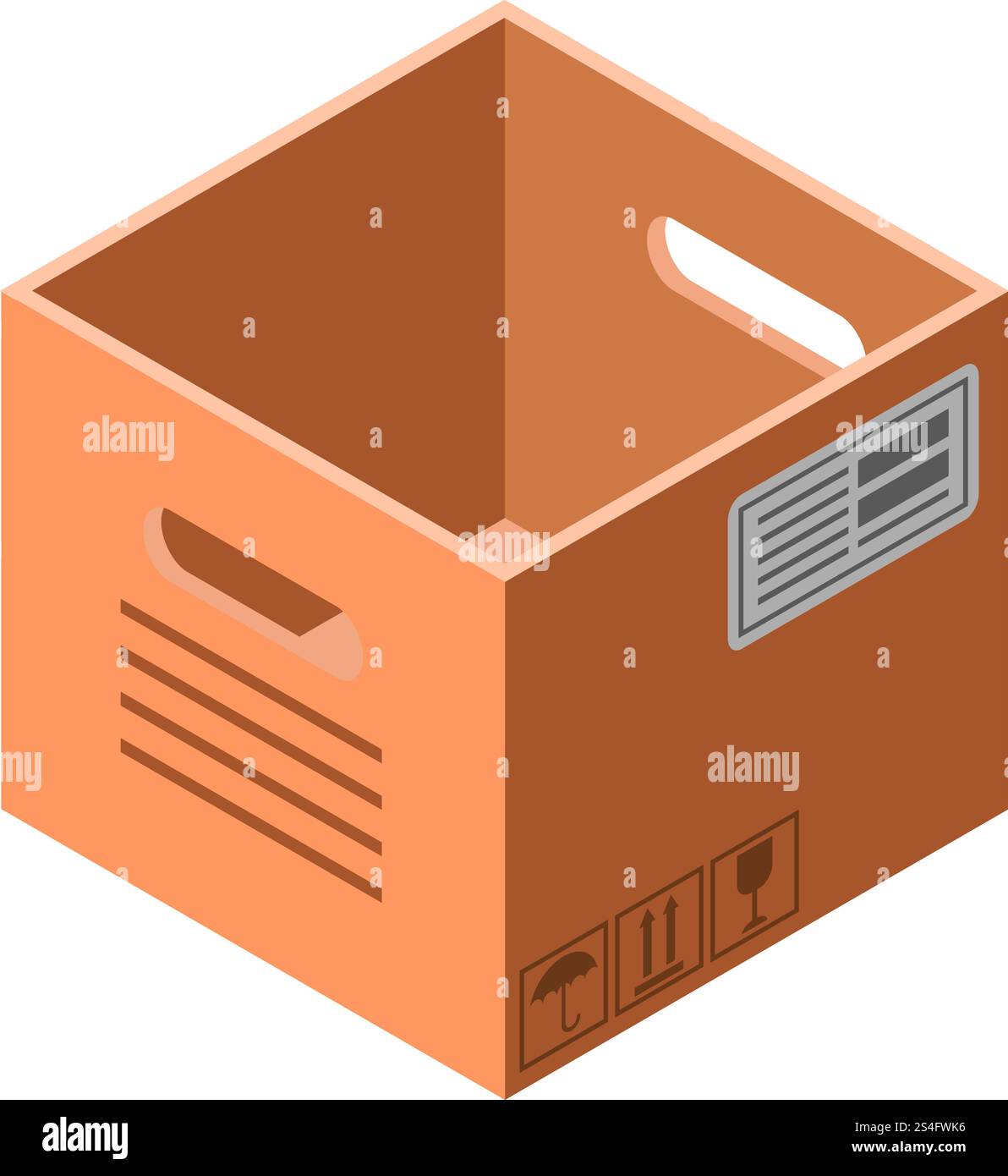 Empty cardboard box icon. Isometric of empty cardboard box vector icon for web design isolated ...
