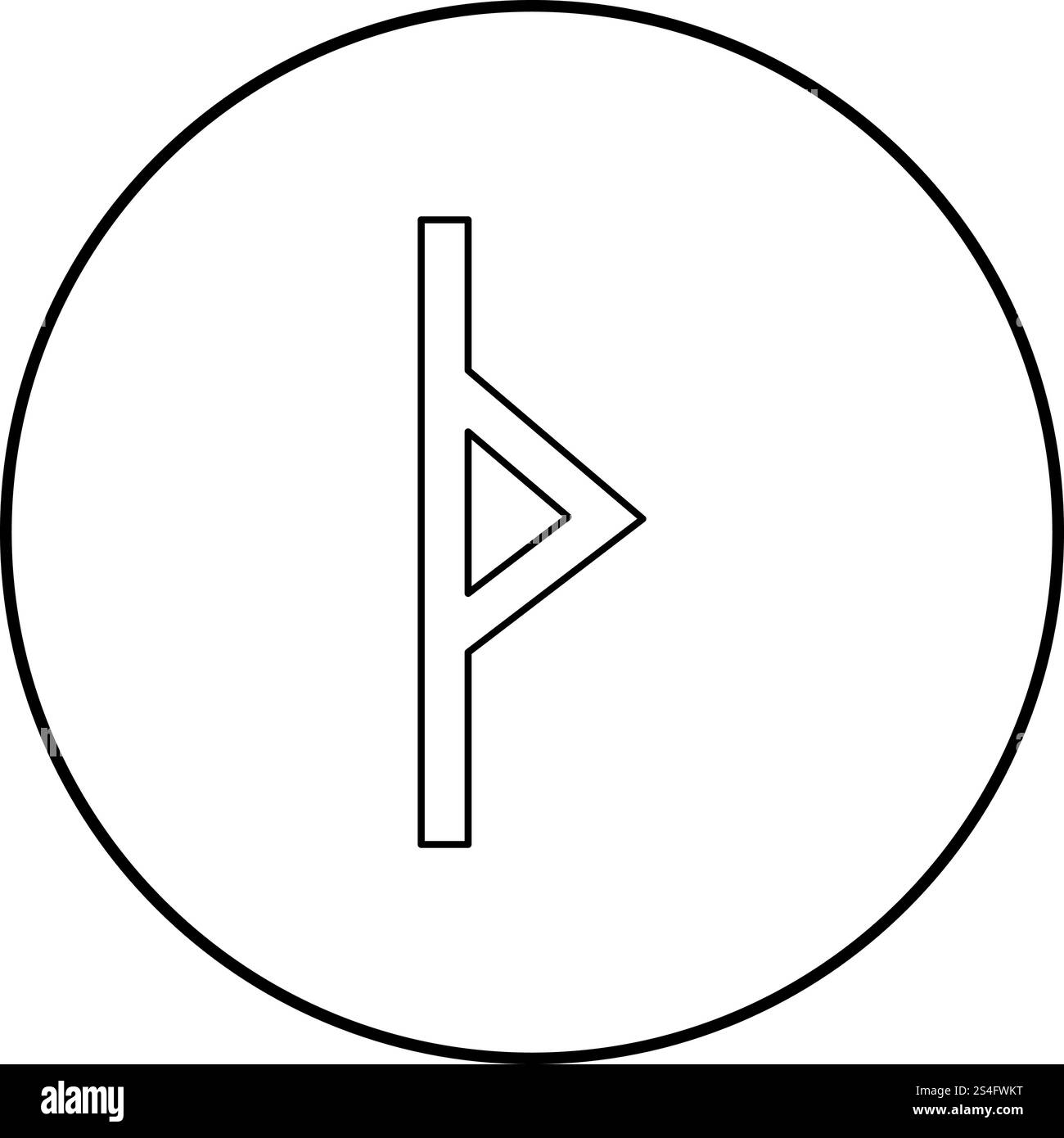 Thurisaz rune Tpurizas Tor Thorn icon outline black color vector in circle round illustration ...