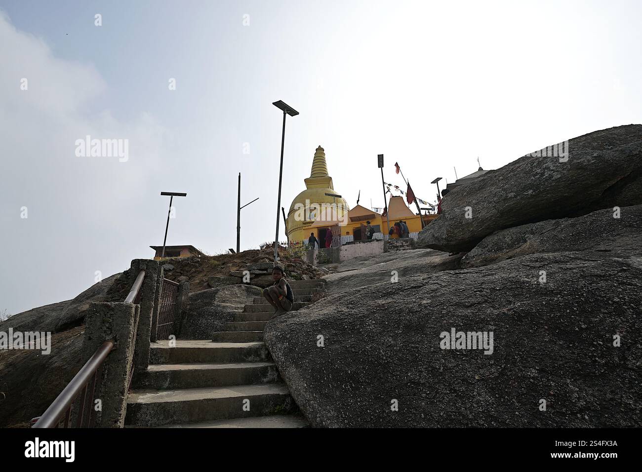 Final ascent to Kukkutapada Giri Stupa dedicated to Mahakassapa, one of ...