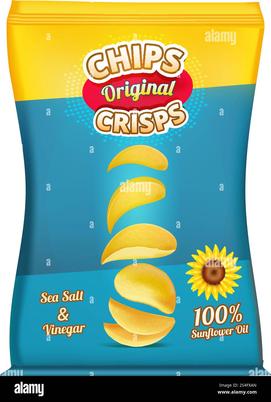 Package design of snacks or chips. Vector template original snack chips ...