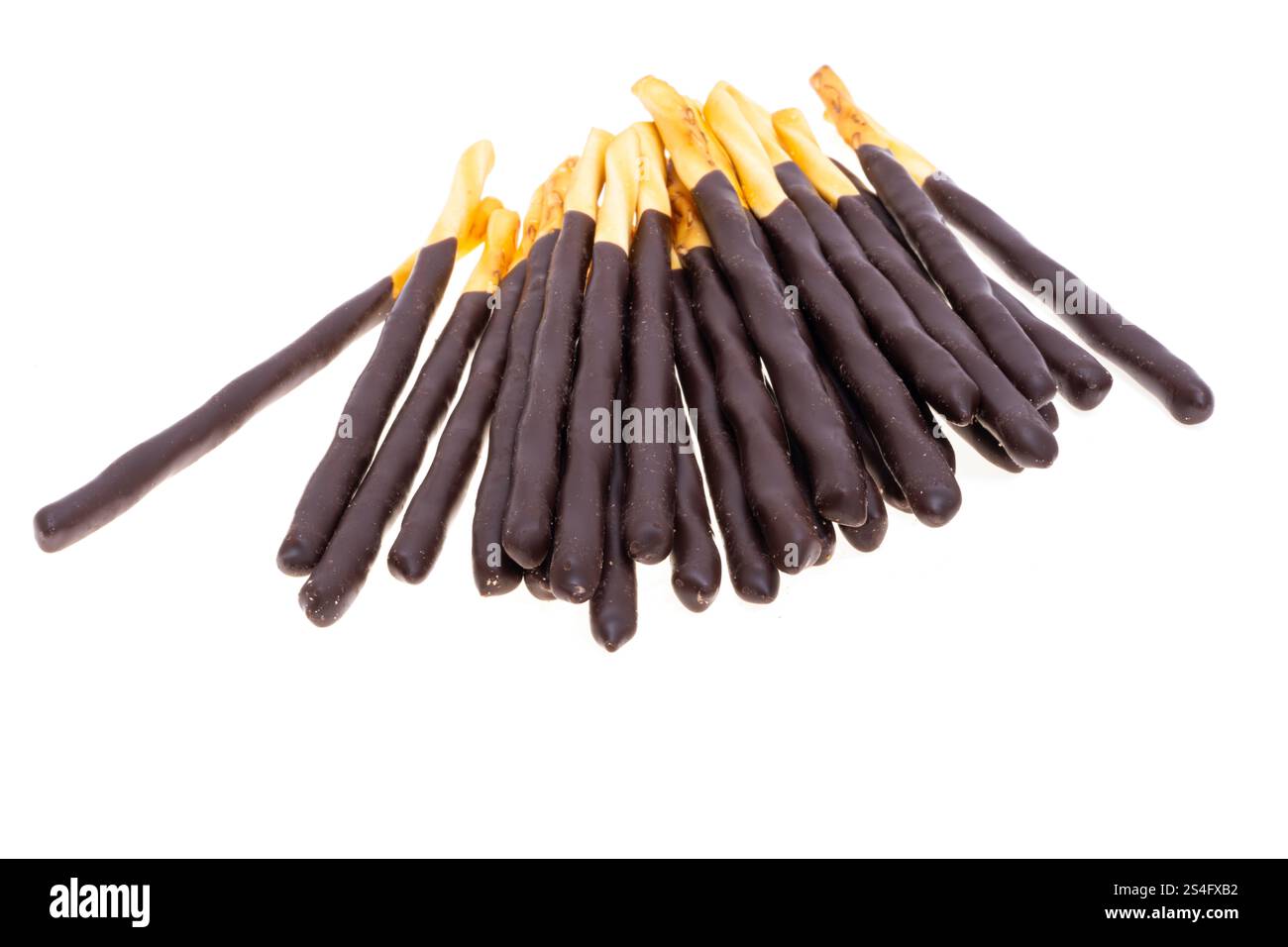 biscuit sticks in chocolate isolated on white background Stock Photo ...