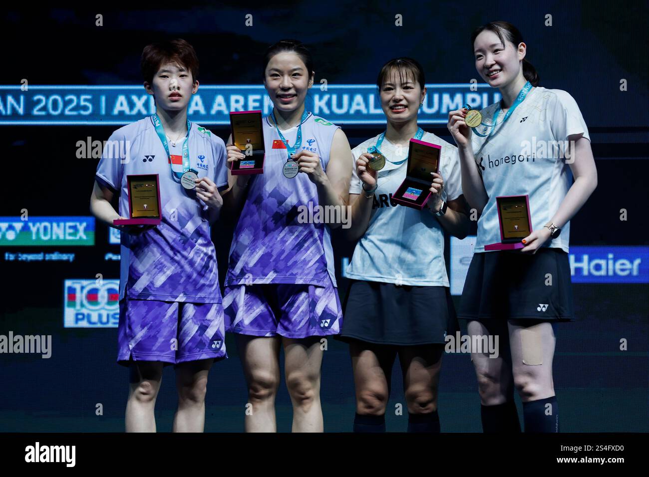 Kuala Lumpur, Malaysia. 12th Jan, 2025. (L-R) Zhang Shu Xian and Jia Yi Fan of China, Yuki ...