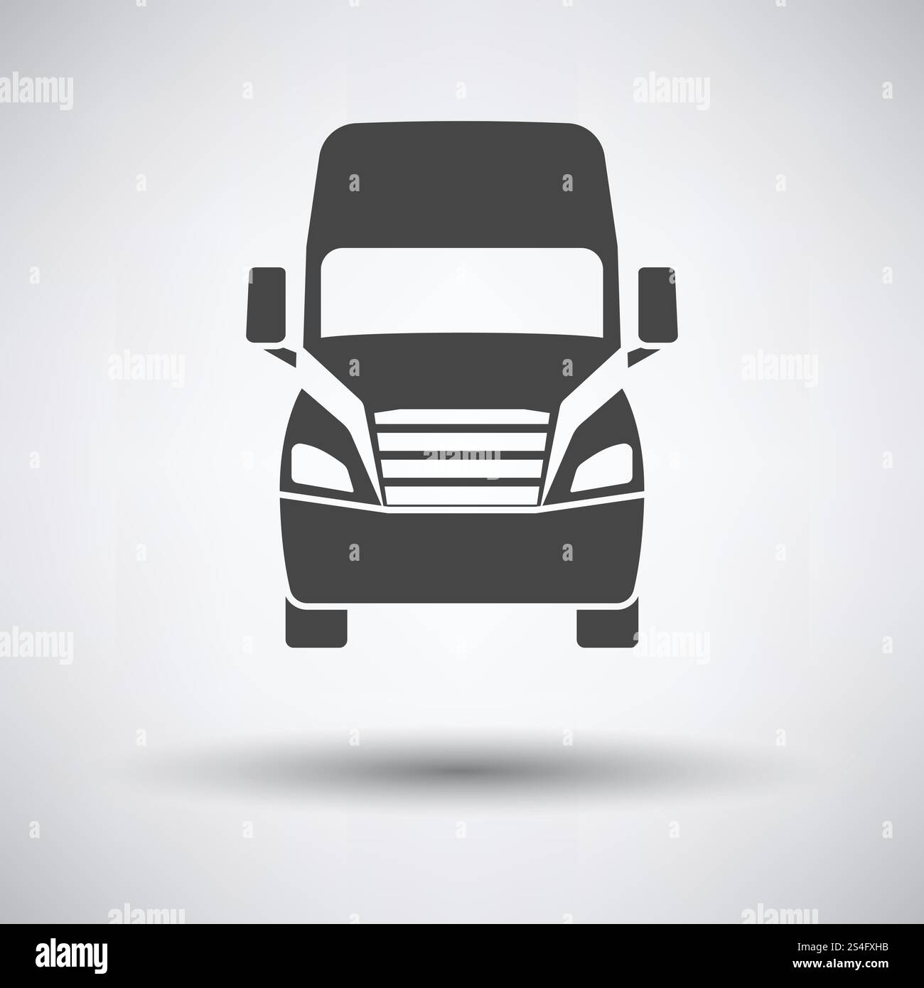 Truck icon front view on gray background, round shadow. Vector ...