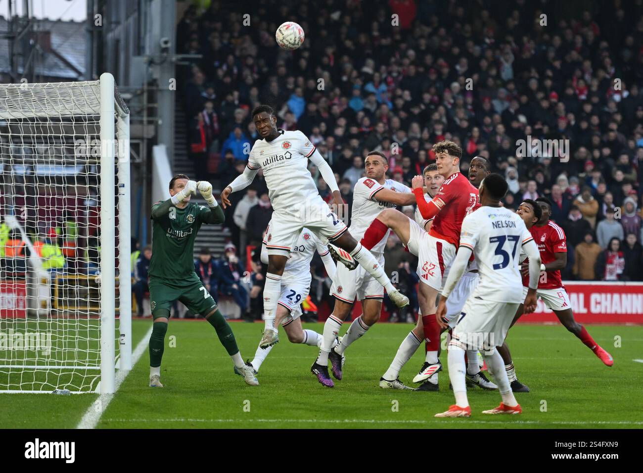 Lamine Dabo of Luton Town wins the ball during the Emirates FA Cup ...