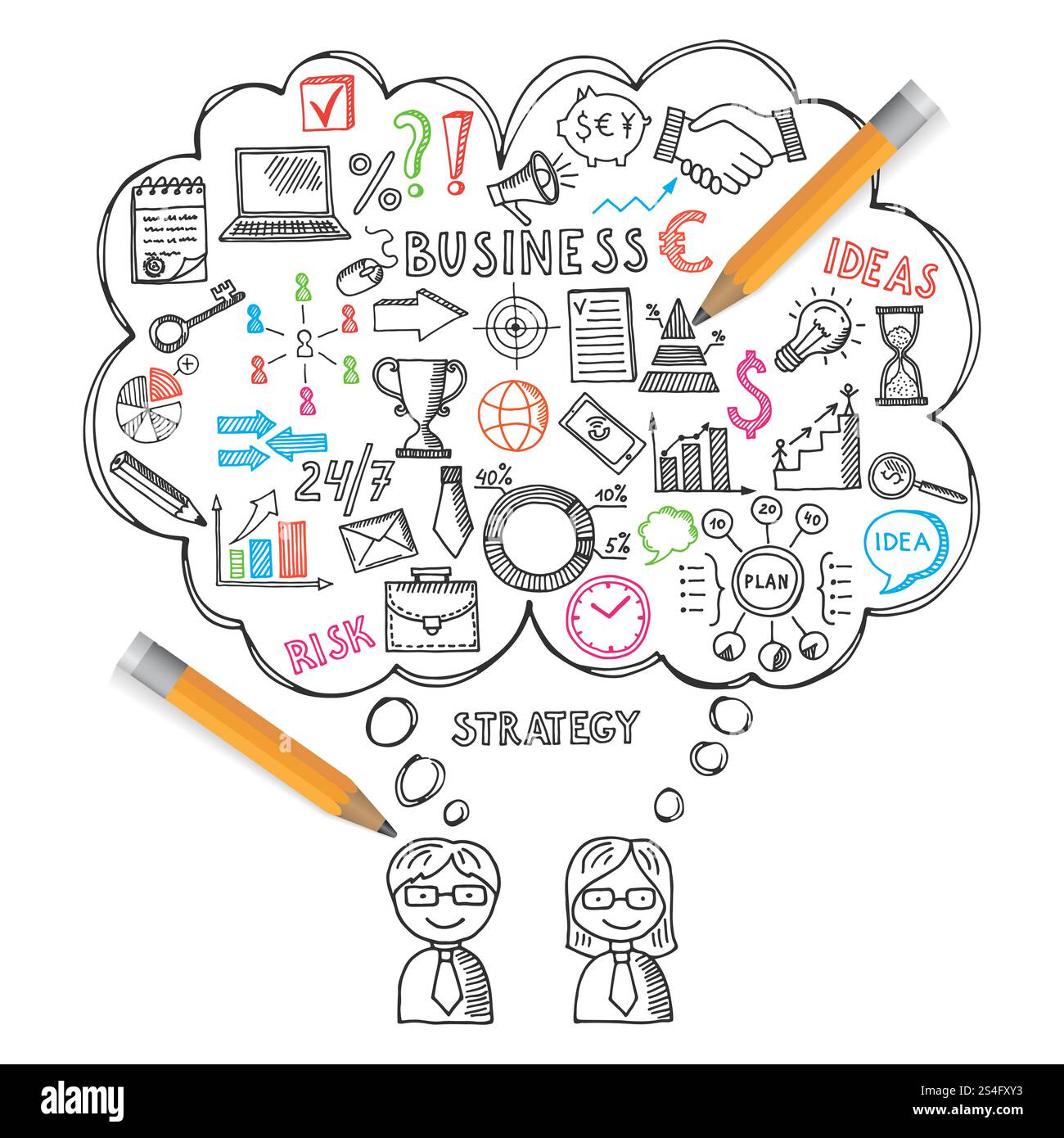 Business concepts illustrations in hand drawn style. Vector doodles set ...