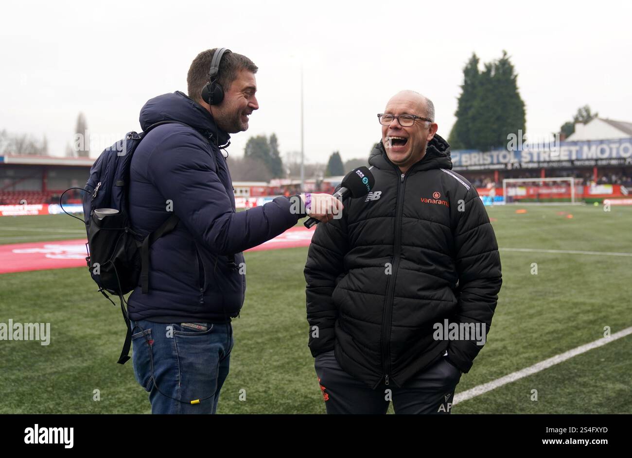 Tamworth manager Andy Peaks speaks to the BBC before the Emirates FA ...