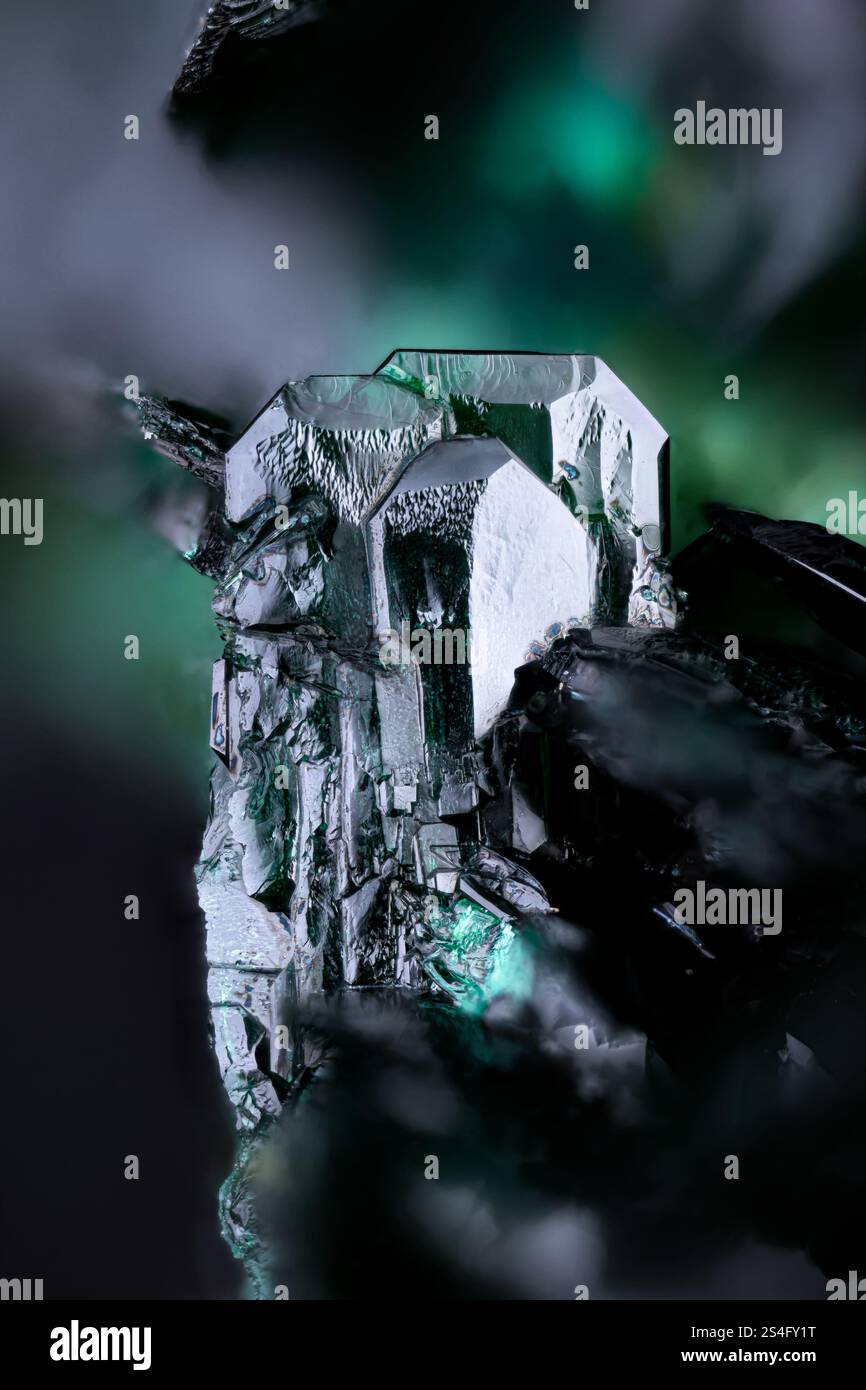 Green Atacamite crystals. Specimen from Chuquicamata Mine, Chuquicamata, Chile. Micro ...