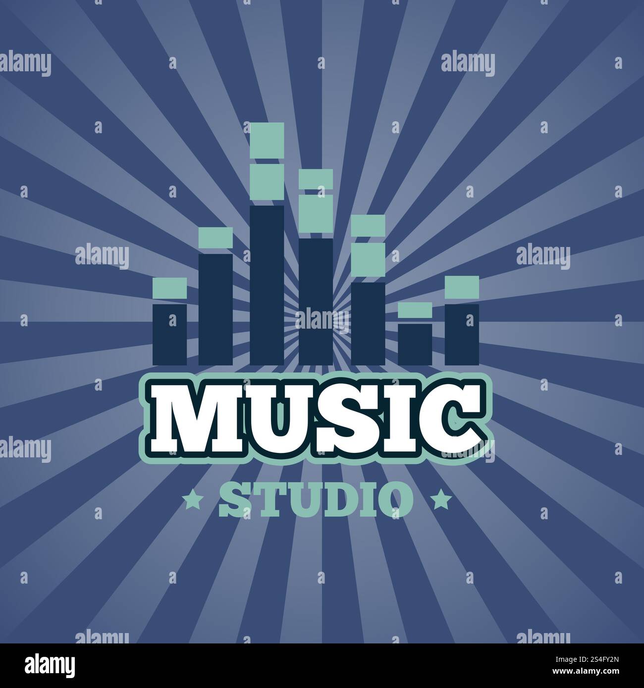 Retro sound record studio vector logo, badge, emblem with sound waves ...