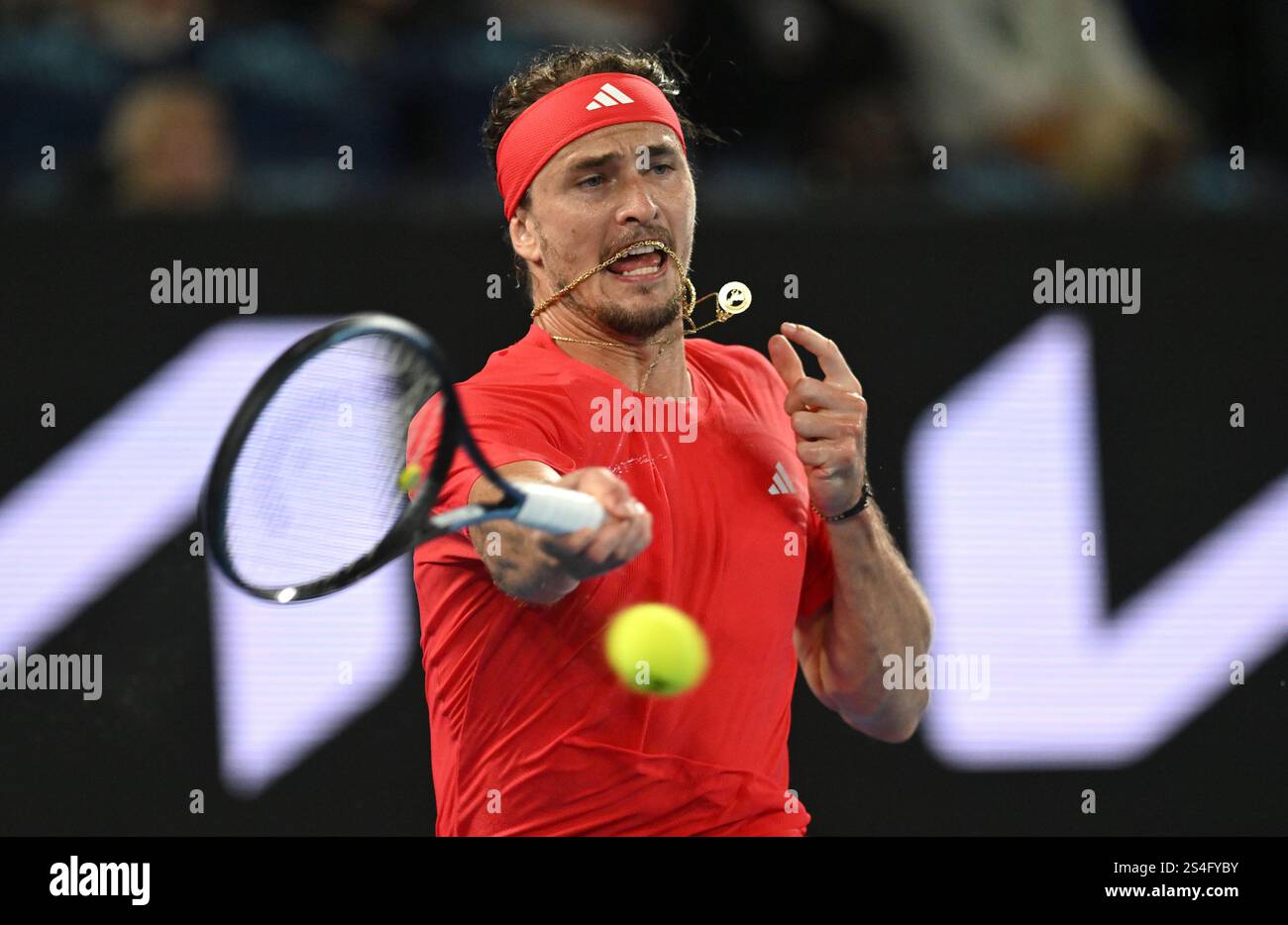 Melbourne, Australia. 12th Jan, 2025. Alexander Zverev of Germany in action during his round 1 ...