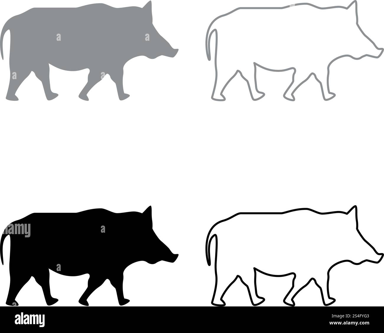 Wild boar Wild pig Hog Warthog icon set black grey color vector ...