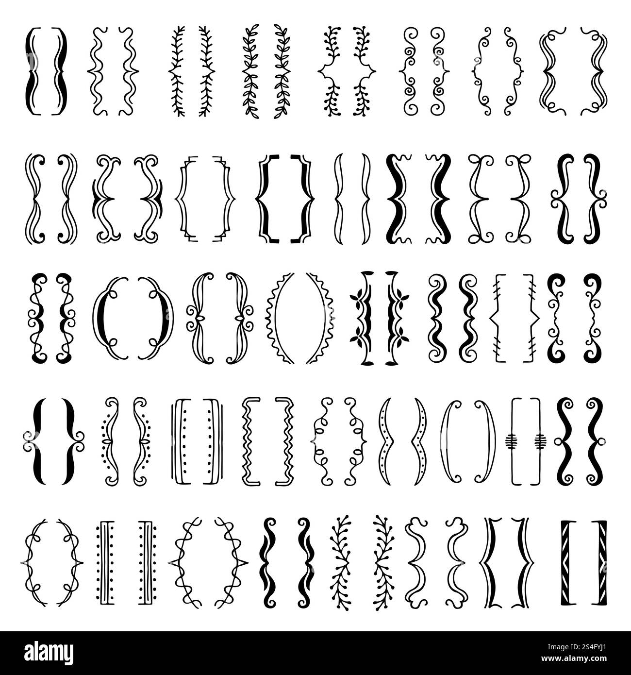 Hand drawn vector illustrations of square brackets in different styles ...
