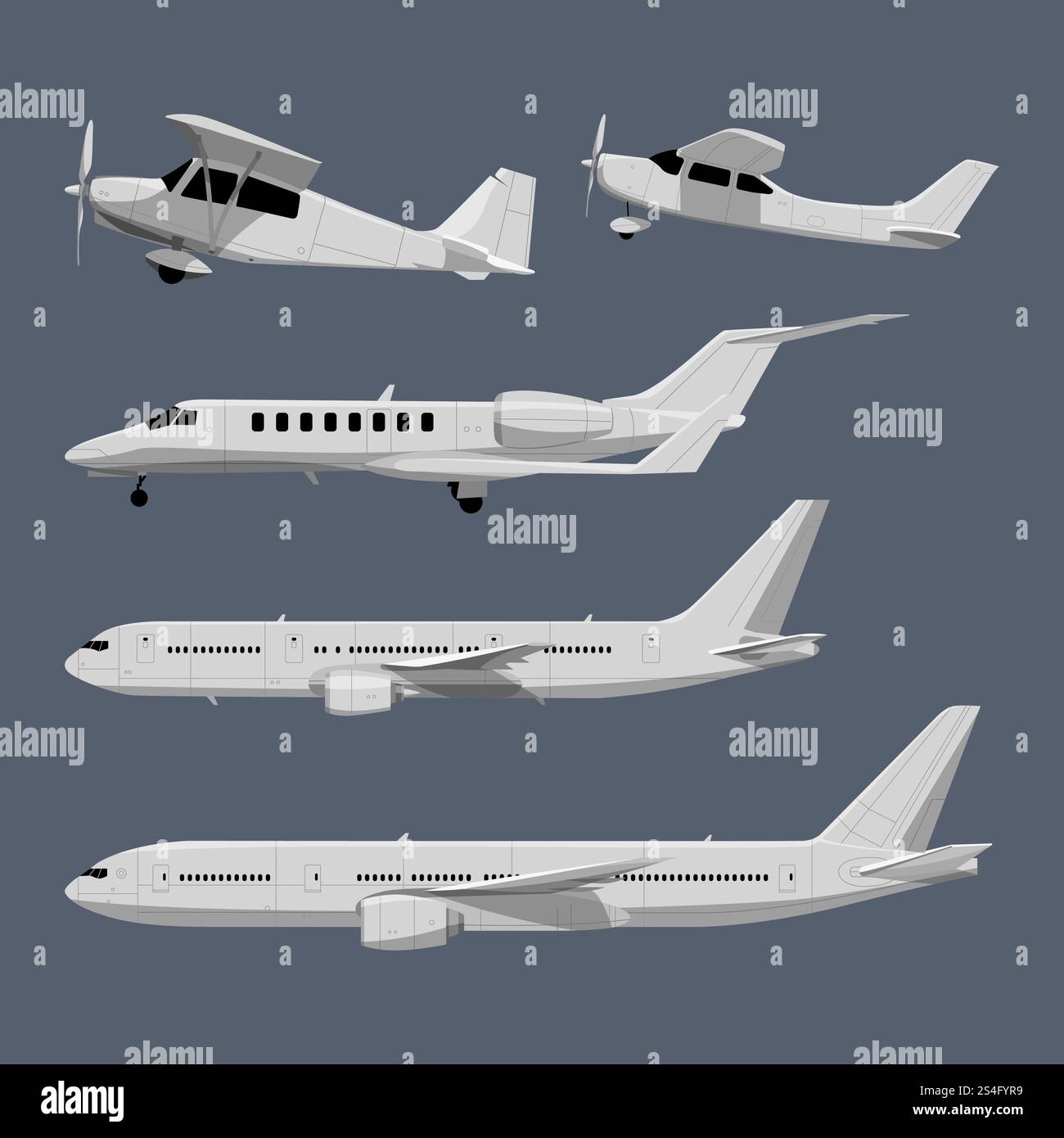 Vector illustrations of airplanes in cartoon style. Airplane travel and ...