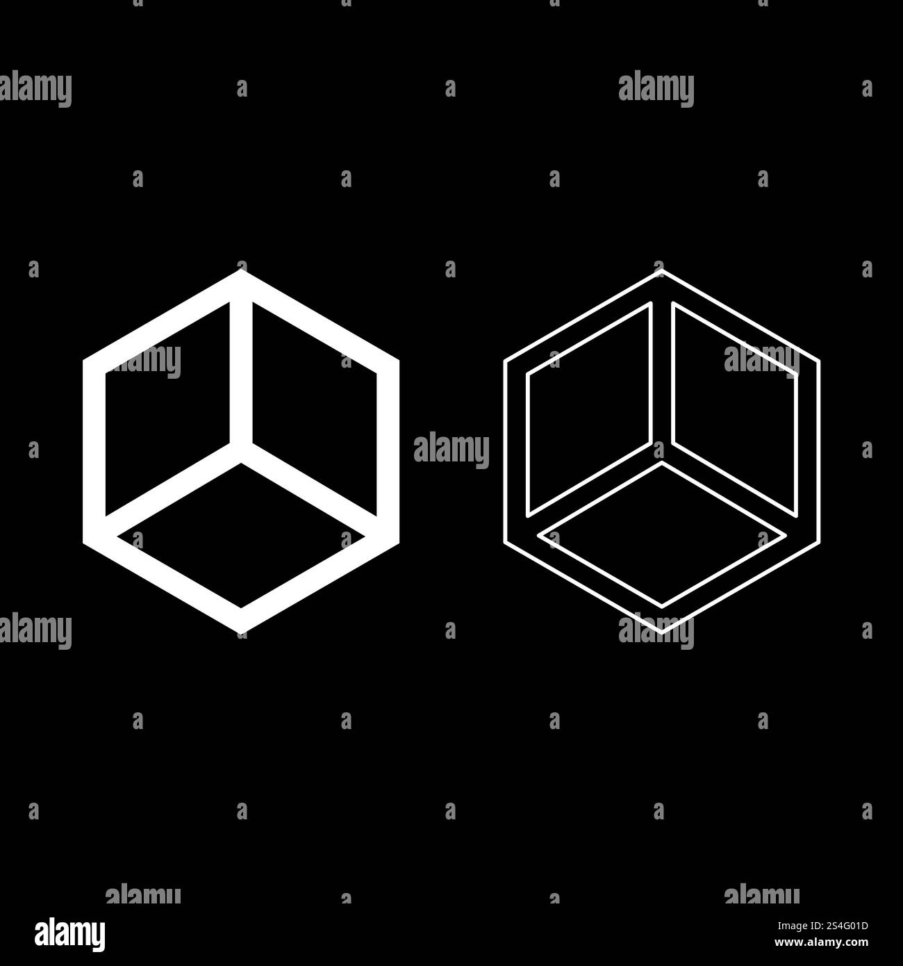Abstract cube shape Hexagon box icon set white color vector ...