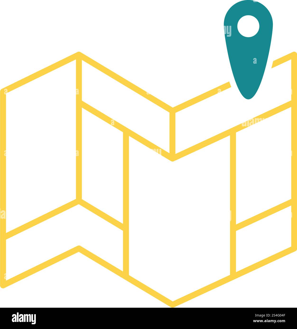Navigation map icon. Stencil in blue and yellow tone. Vector ...