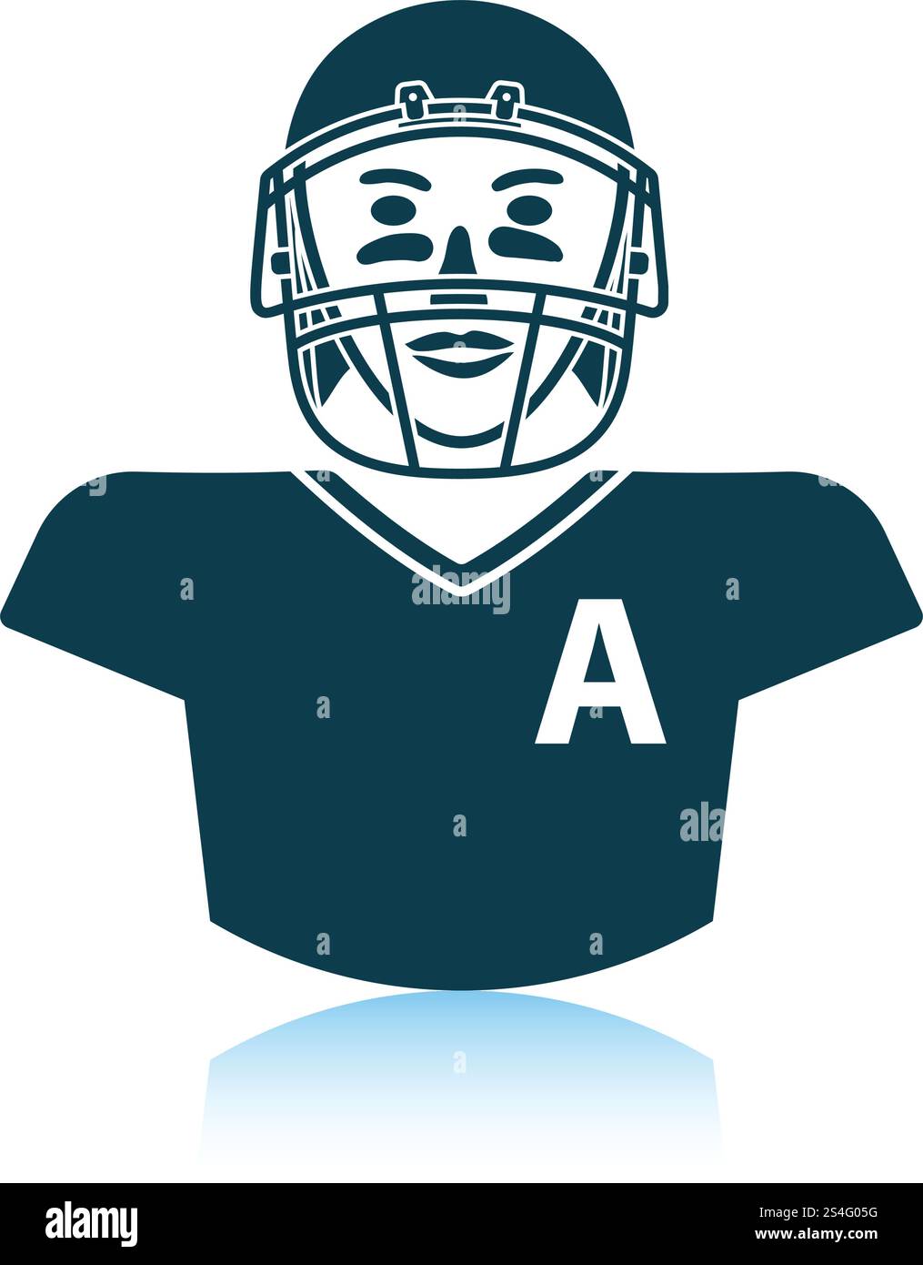 American football player icon. Shadow reflection design. Vector ...