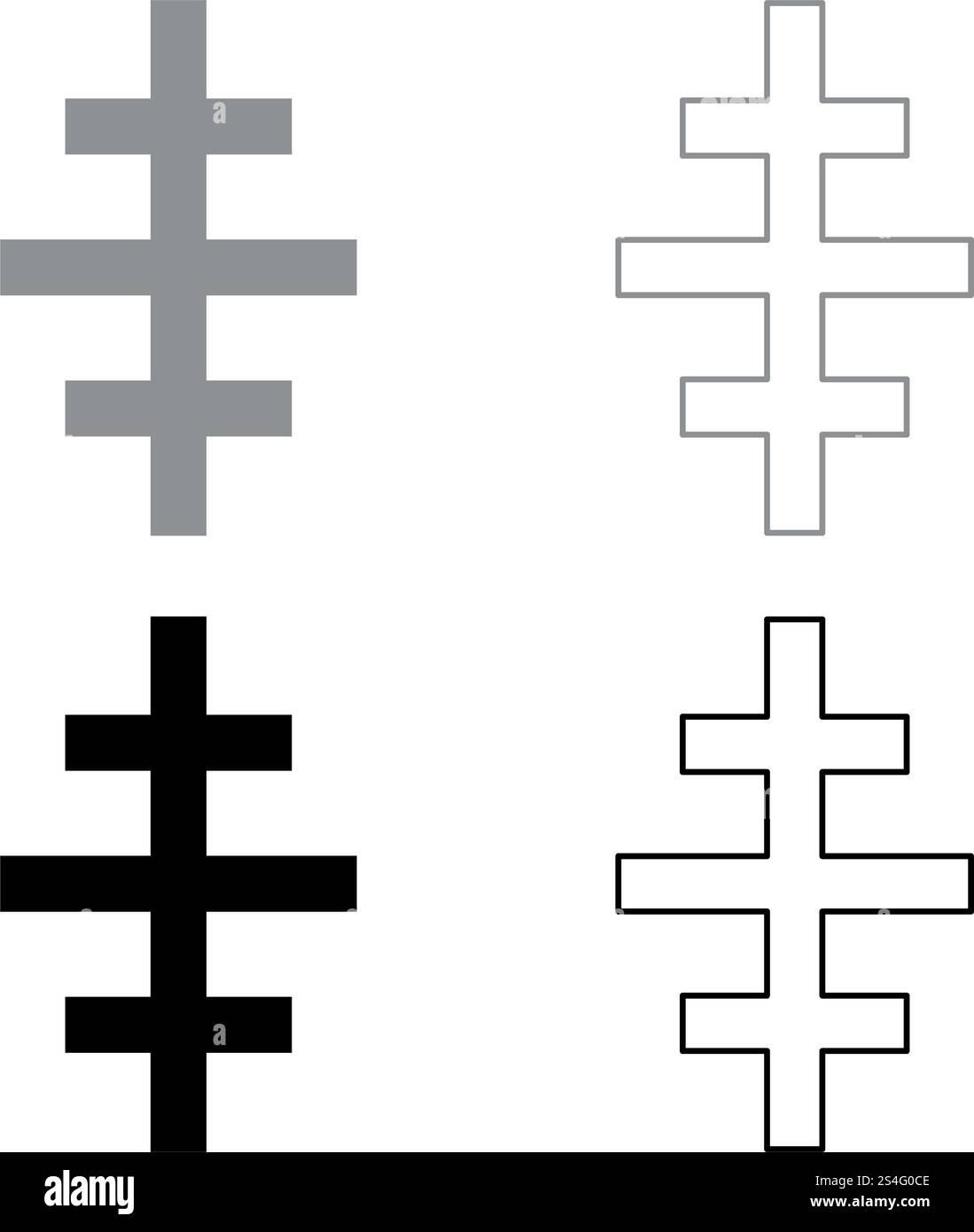 Cross papal roman church icon set black grey color vector illustration ...
