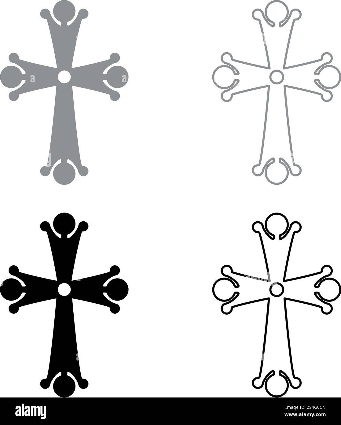 Four pointed cross drop shaped Cross monogram Religious cross icon set ...