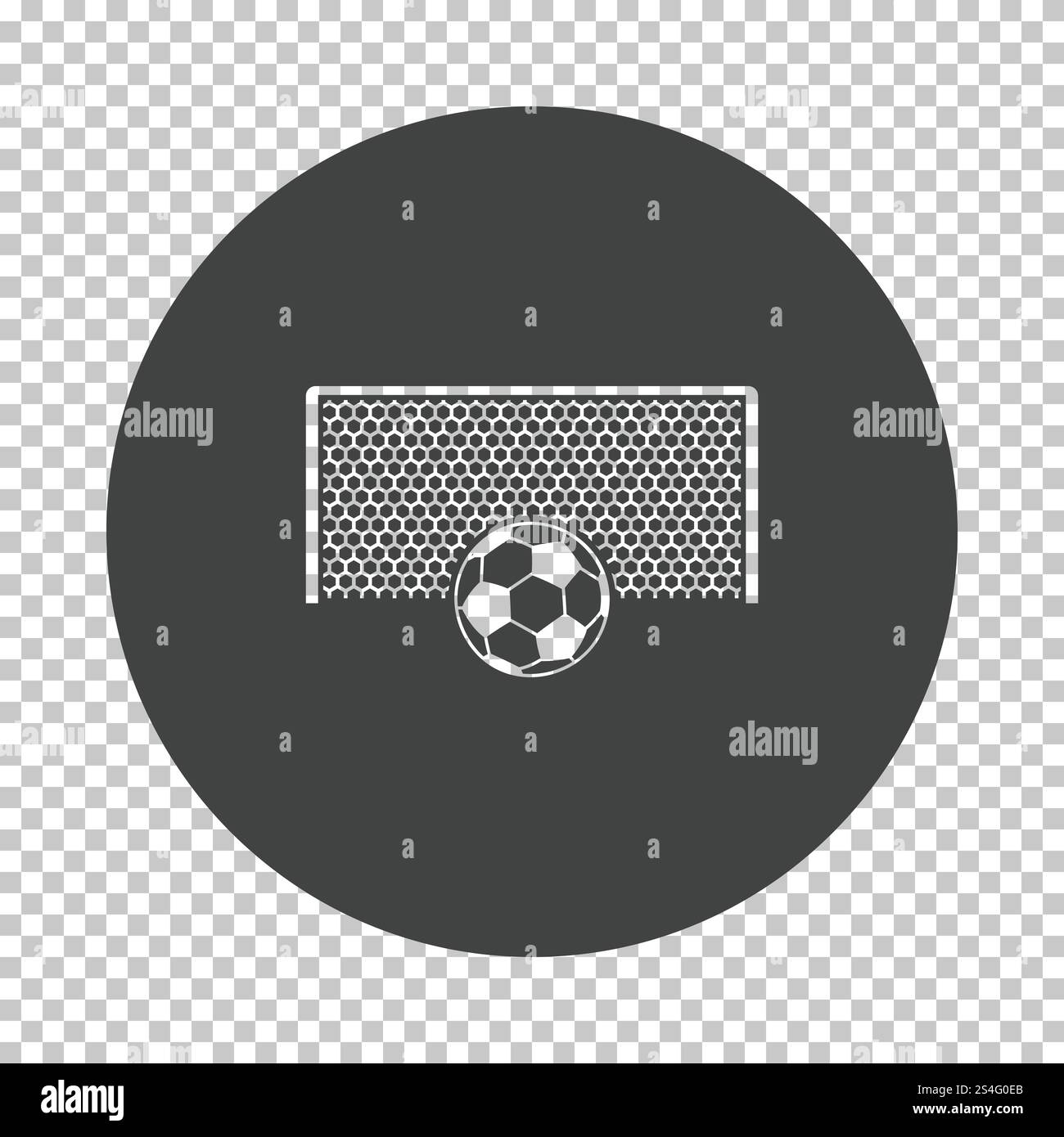 Soccer gate with ball on penalty point icon. Subtract stencil design on ...