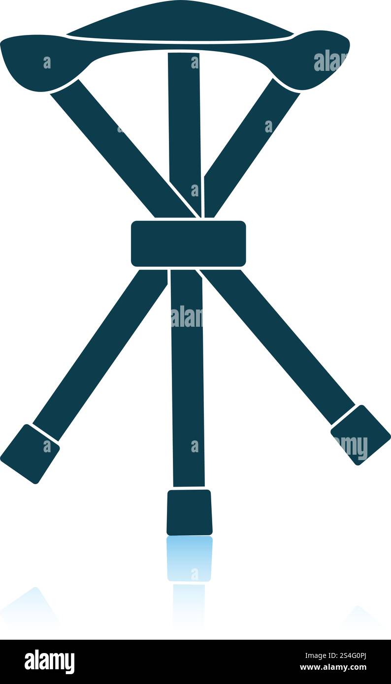 Icon of Fishing folding chair. Shadow reflection design. Vector ...