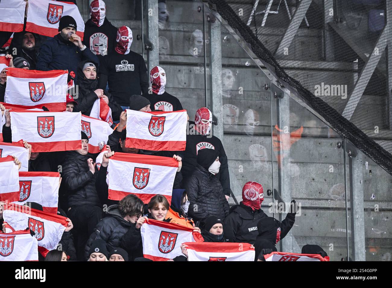 Antwerp, Belgium. 12th Jan, 2025. Antwerp's supporters pictured before ...