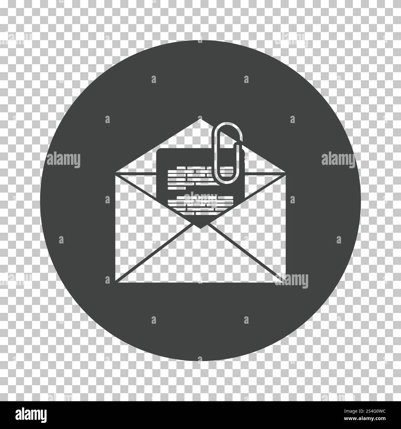 Mail with attachment icon. Subtract stencil design on tranparency grid ...