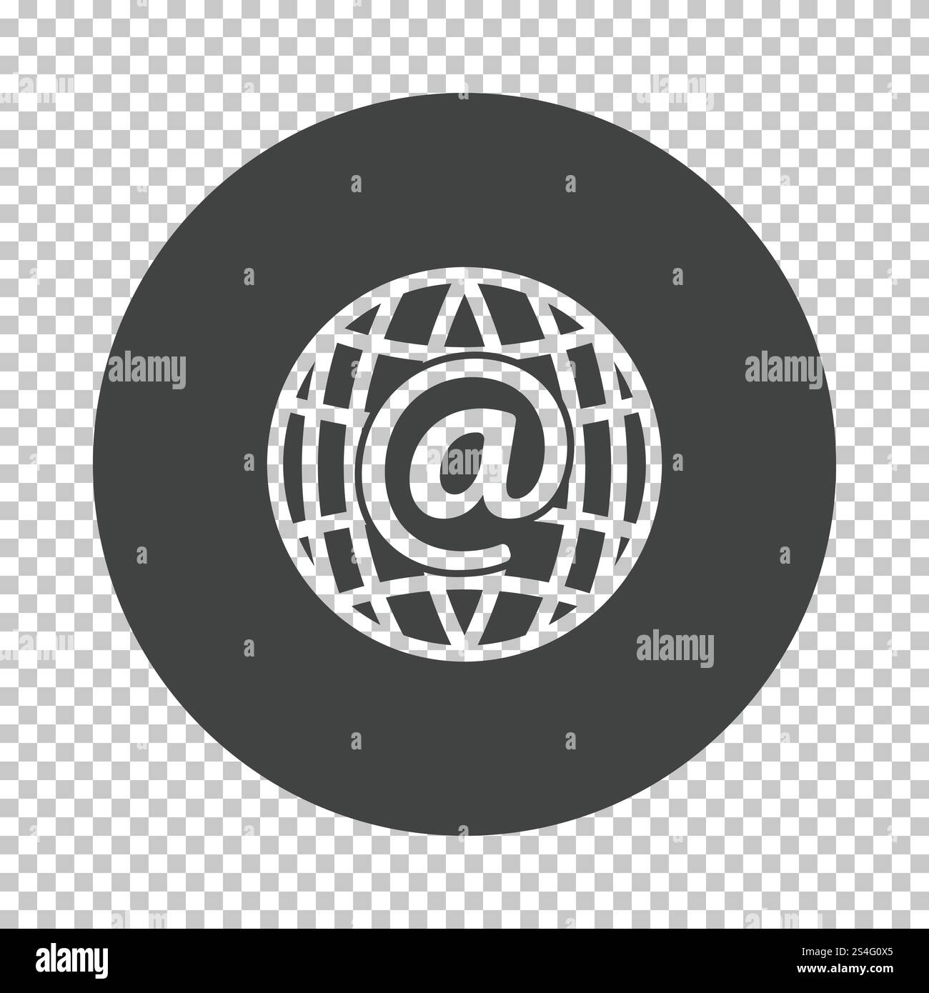 Global e-mail icon. Subtract stencil design on tranparency grid. Vector ...
