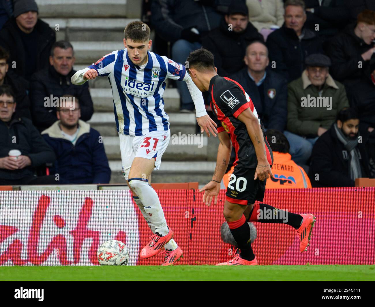 Bournemouth, England, 2025 January 11th. West Bromwich Albion's Tom ...