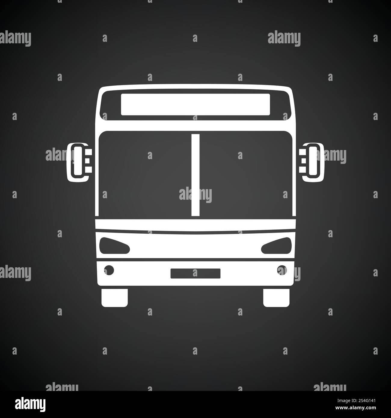 City bus icon front view. Black background with white. Vector ...