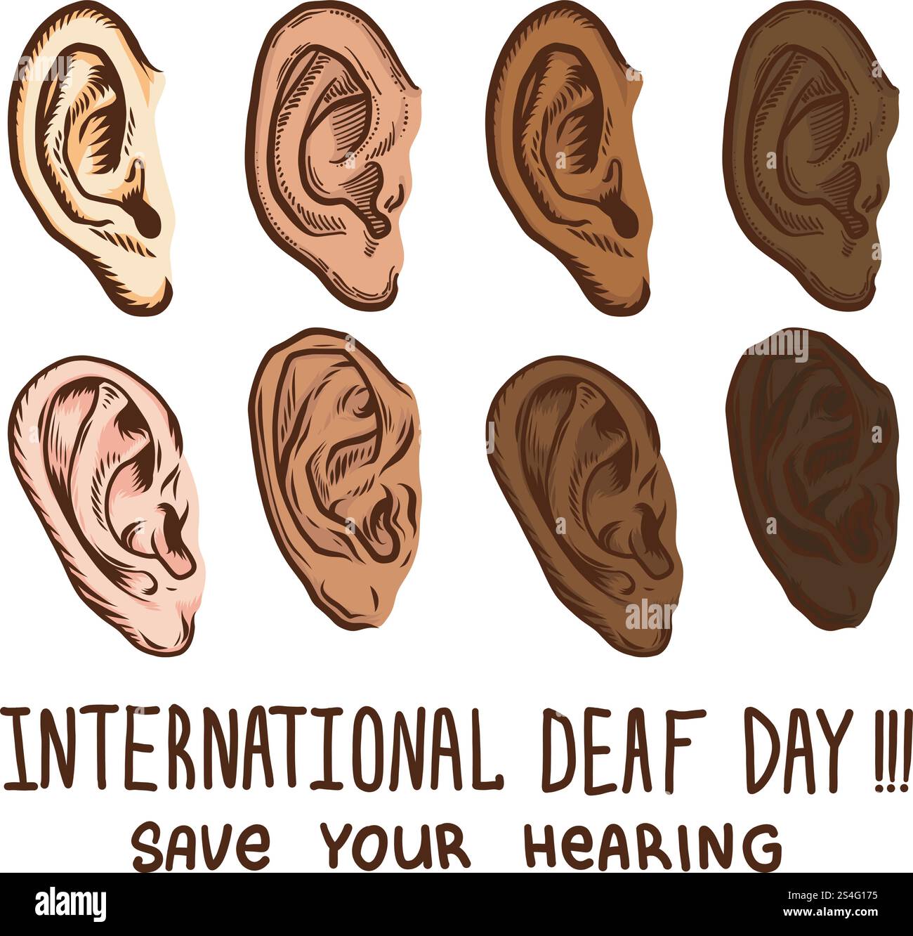 International deaf day icon set. Hand drawn illustration of ...