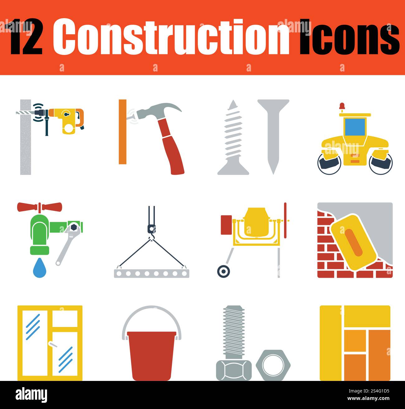 Construction icon set. Stencil color design. Vector illustration Stock Vector Image & Art - Alamy