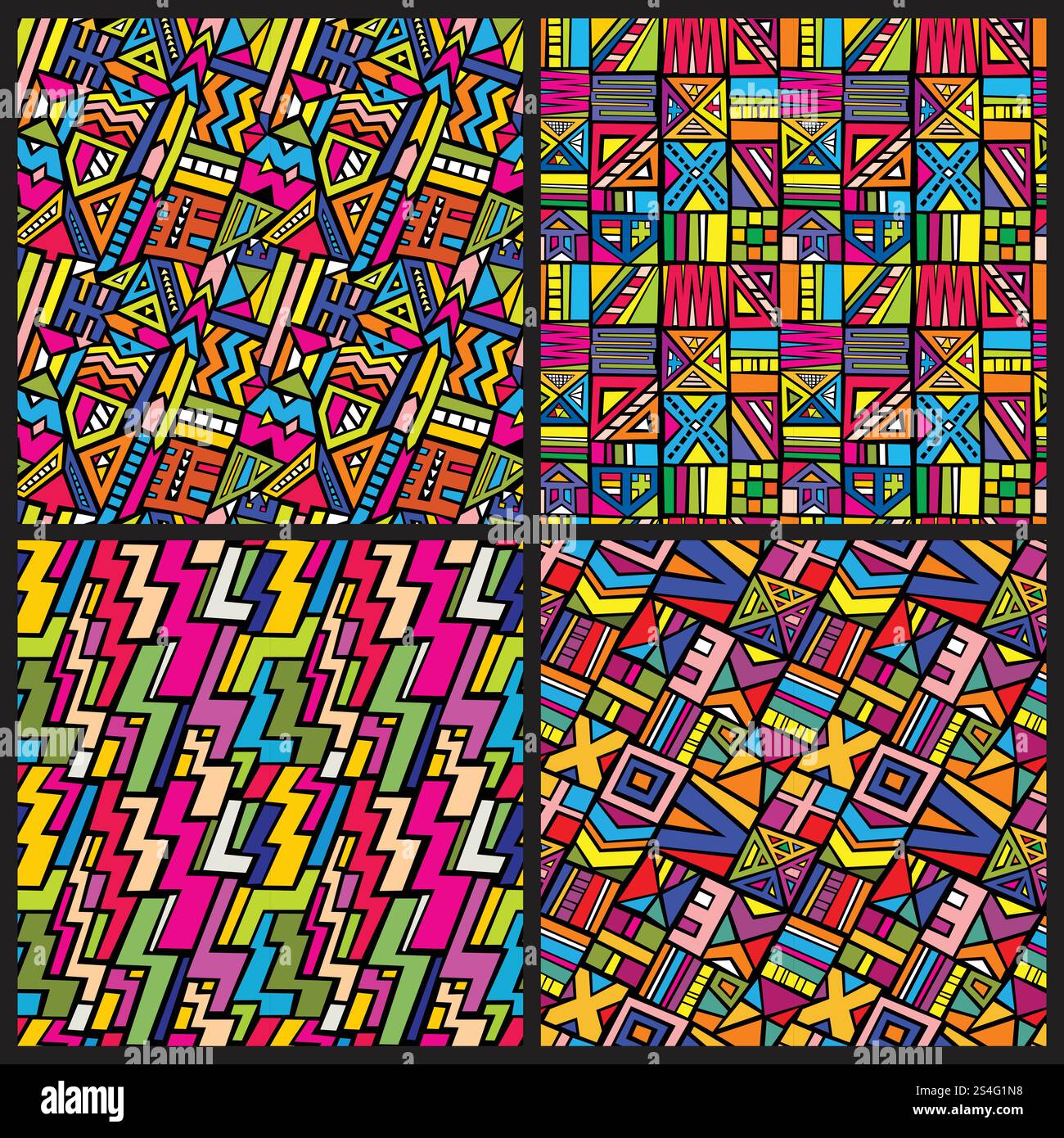 Multicolor tribal african seamless vector patterns set. Hippie clothes ...