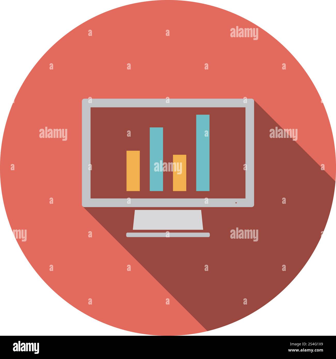 Monitor with analytics diagram icon. Flat color design. Vector ...