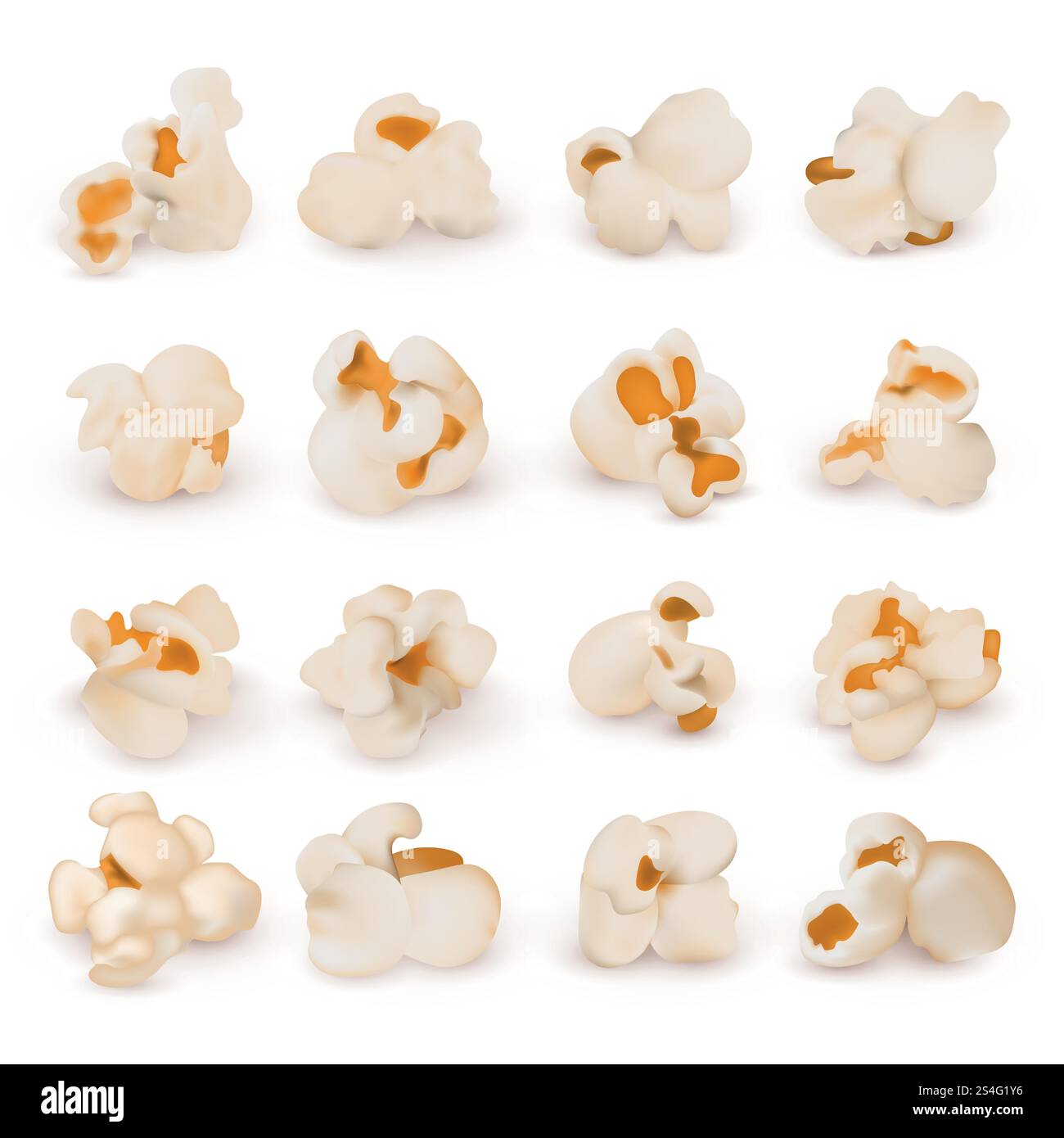 Macro realistic popcorn isolated vector set. Popcorn snack food ...