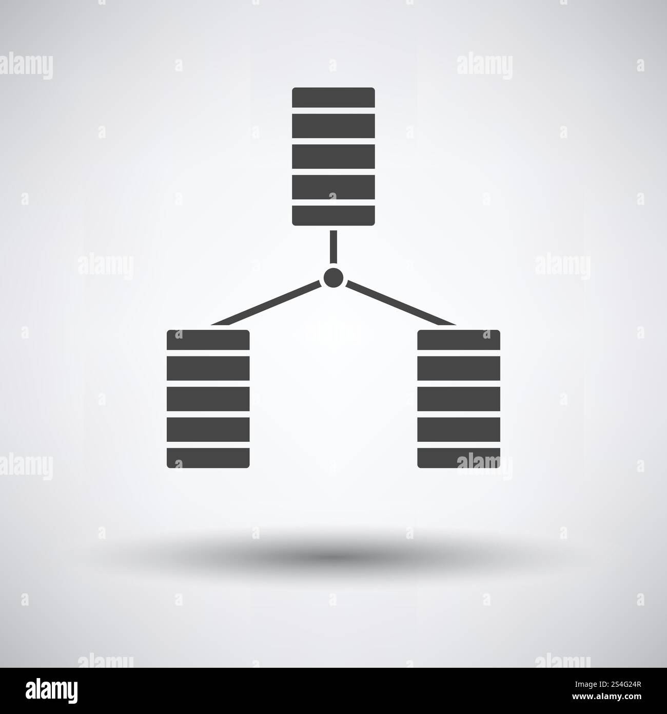 Database Icon on gray background, round shadow. Vector illustration ...