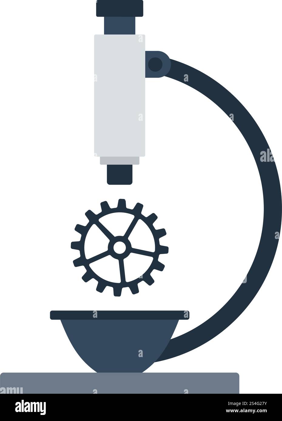 Research Icon. Microscope with Gear. Flat color design. Startup series ...