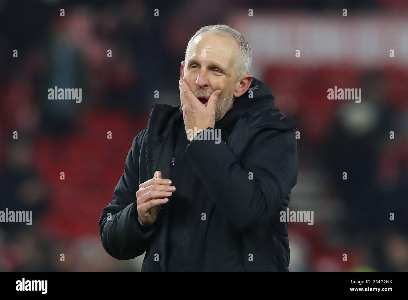 Nottingham, UK. 11th Jan, 2025. Luton Town Paul Trollope reacts during ...