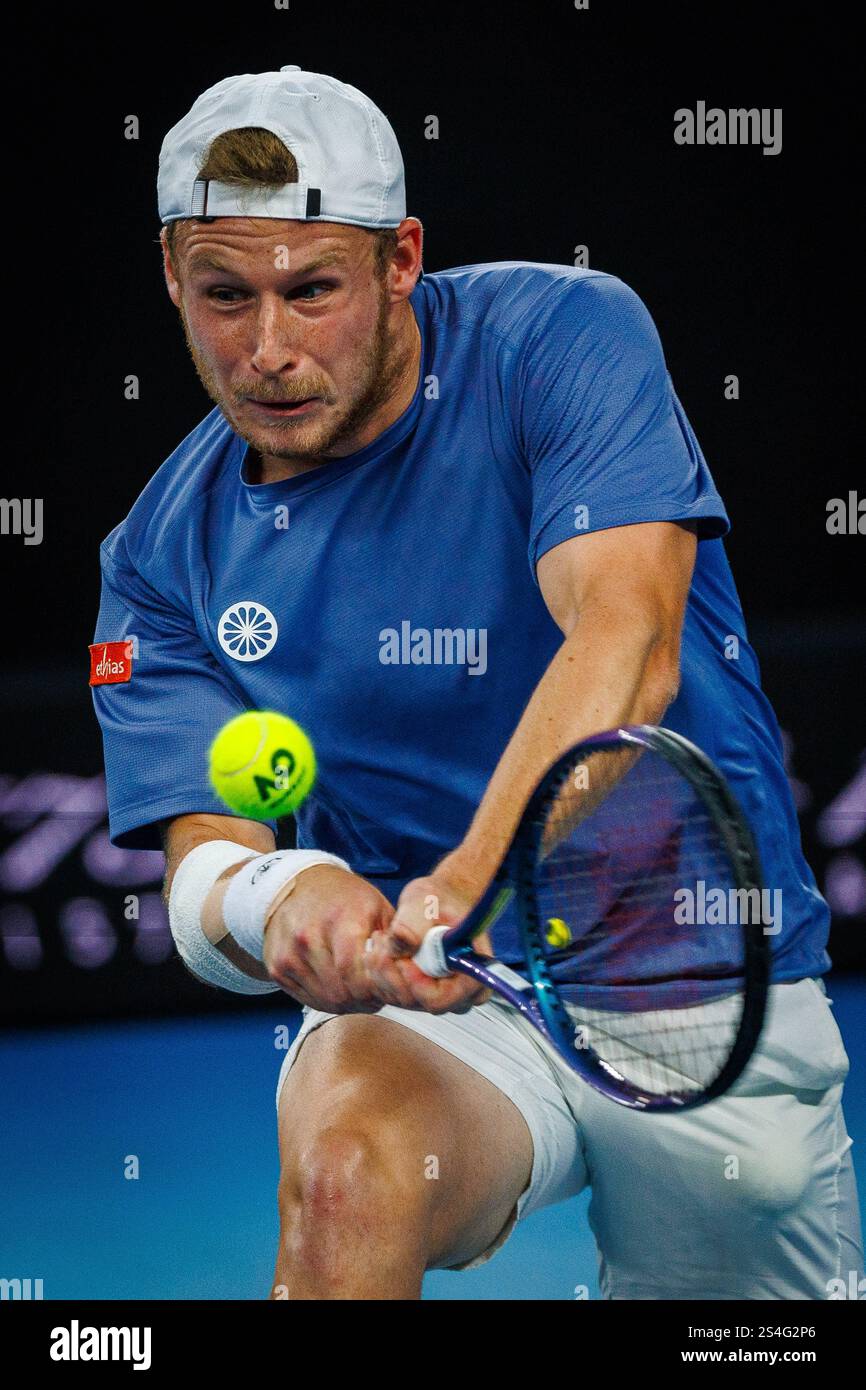 Melbourne, Australia. 12th Jan, 2025. Belgian Gauthier Onclin pictured in action during a men's ...