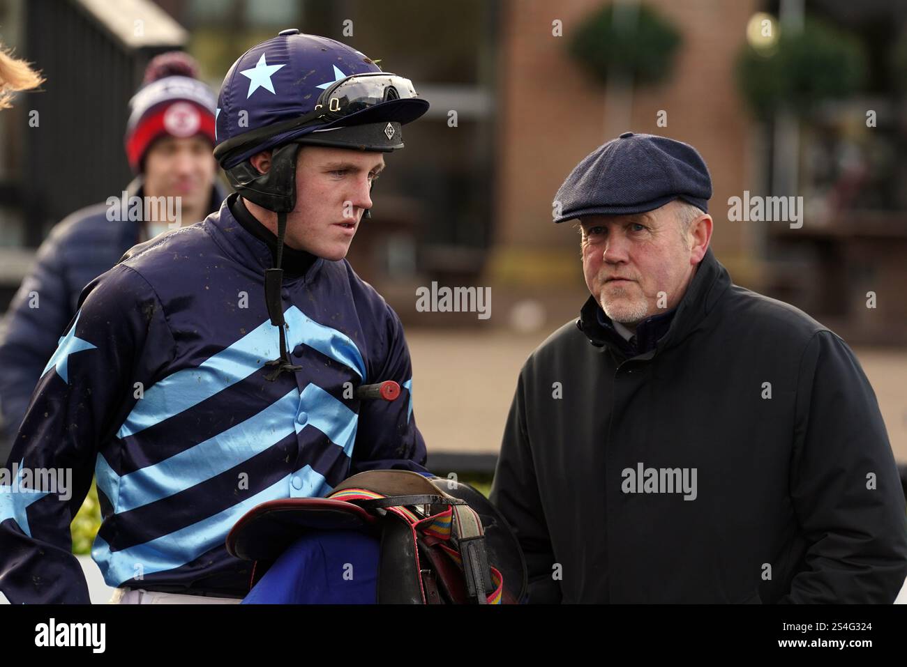 Trainer Edward Buckley (right) and jockey Kieren Buckley in the parade ...
