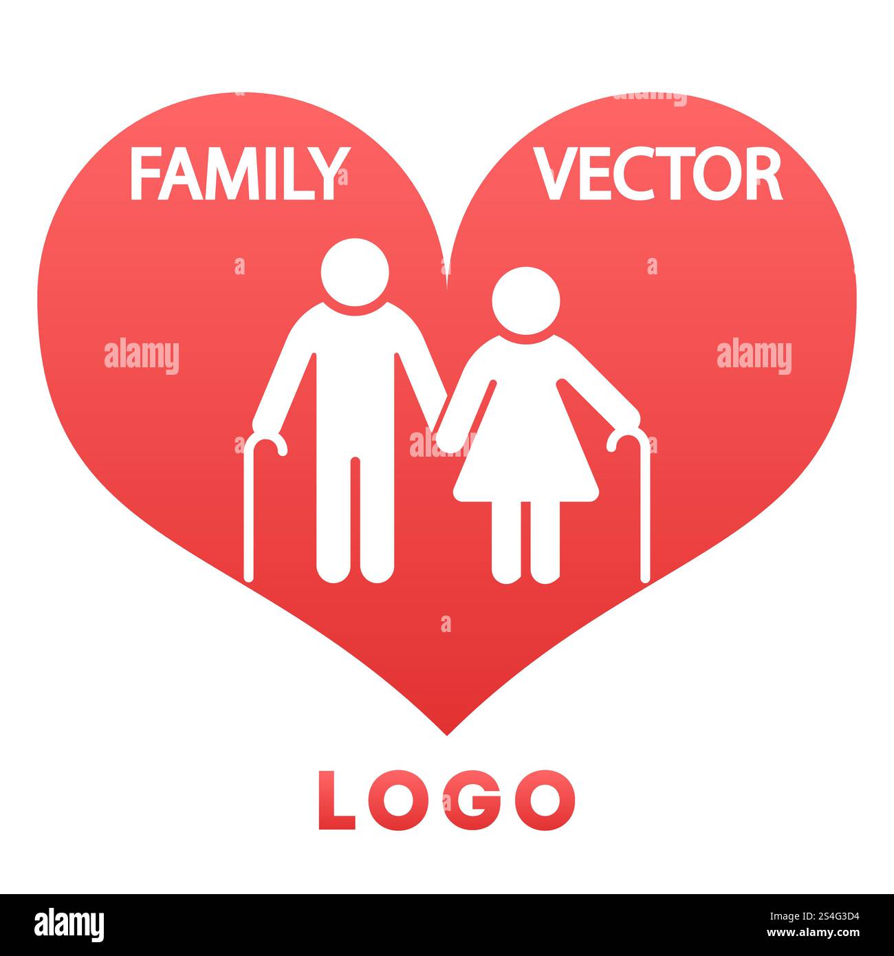 Grandparents in red heart happy family logo design. Vector illustration ...