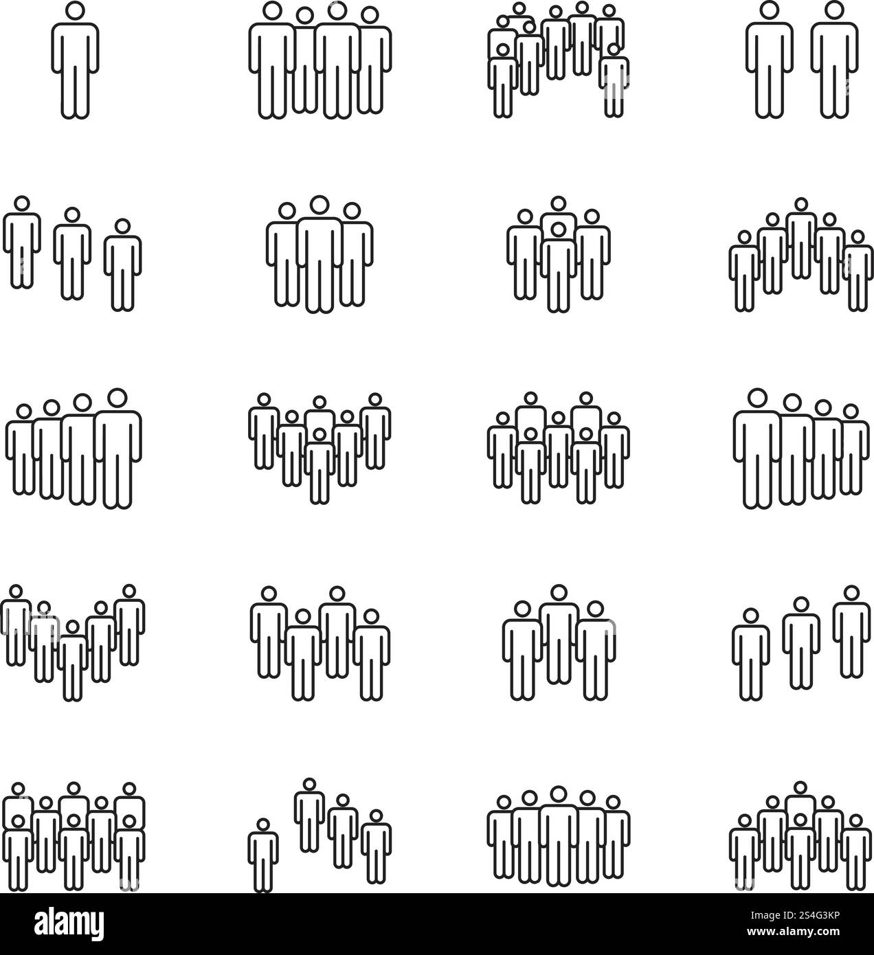 Human crowd symbols. People group vector line icons. Social people ...